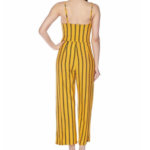 Pants & Jumpsuits | Vertical Striped Jumpsuit Mustard Black | Poshmark